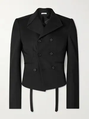 Alexander McQueen Double-breasted Asymmetric Wool-gabardine Blazer