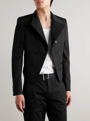 Alexander McQueen Double-breasted Asymmetric Wool-gabardine Blazer