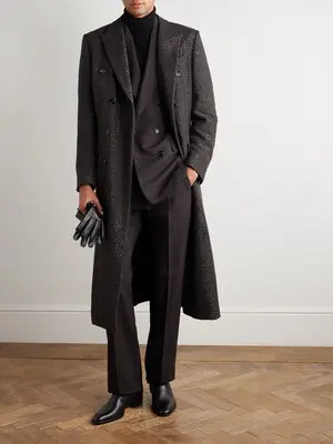 TOM FORD Hopsack Double-breasted Wool Suit Jacket