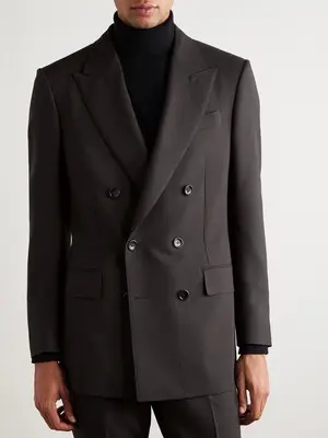 TOM FORD Hopsack Double-breasted Wool Suit Jacket