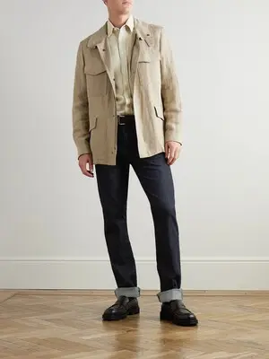 Canali Garment-dyed Lyocell-twill Shirt - Neutrals