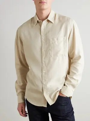 Canali Garment-dyed Lyocell-twill Shirt - Neutrals