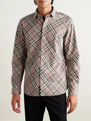 Burberry Checked Cotton-poplin Shirt - Neutrals
