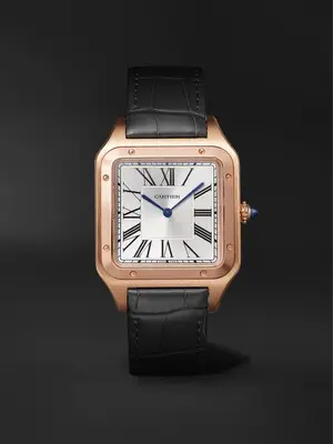 CARTIER Santos-dumont Extra-large 18-karat Rose Gold And Alligator Watch - Silver