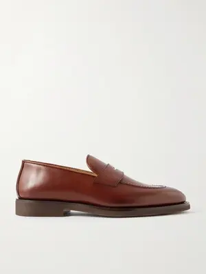 Brunello Cucinelli Flex Leather Penny Loafers - Brown