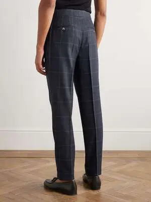 Brunello Cucinelli Straight-leg Checked Cashmere And Wool-blend Trousers