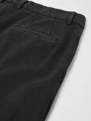 Brunello Cucinelli Straight-leg Pleated Cotton-corduroy Trousers - Gray