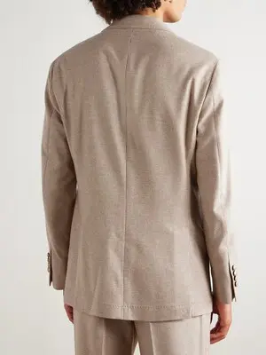 Brunello Cucinelli Double-breasted Puppytooth Cashmere And Silk-blend Suit Jacket - Neutrals