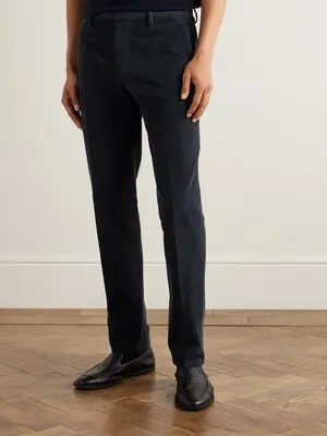 Boglioli Straight-leg Garment-dyed Cotton-blend Corduroy Trousers - Blue