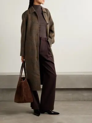 Theory Belted Checked Wool And Cashmere-blend Coat