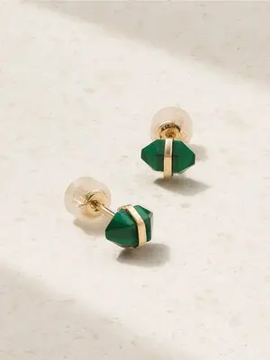 MELISSA JOY MANNING 14-karat Recycled Malachite Stud Earrings - Gold