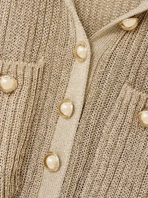 SELF-PORTRAIT Belted Ruffled Metallic Ribbed-knit Midi Dress