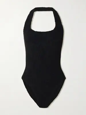 Hunza G Sandy Original Crinkle Halterneck One-piece Swimsuit - Black