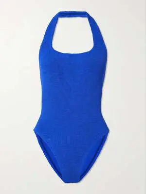 Hunza G Sandy Original Crinkle Halterneck One-Piece Swimsuit Royal Blue