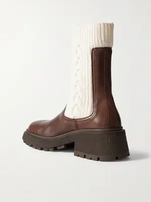 JIMMY CHOO Tamia 70 Cable-knit Chelsea Boots - Brown