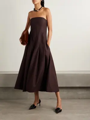 KALLMEYER Maeve Pleated Wool-blend Twill Midi Dress