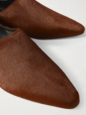 JAMIE HALLER Collapsible-heel Leather And Calf Hair Mules