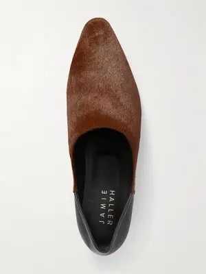JAMIE HALLER Collapsible-heel Leather And Calf Hair Mules