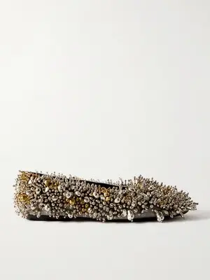 Dries Van Noten Embellished Felt Ballet Flats - Brown