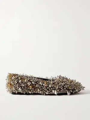 Dries Van Noten Embellished Felt Ballet Flats - Dark Brown