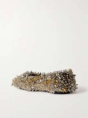 Dries Van Noten Embellished Felt Ballet Flats - Dark Brown