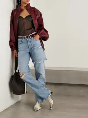AGOLDE Amryn Distressed High-rise Wide-leg Jeans