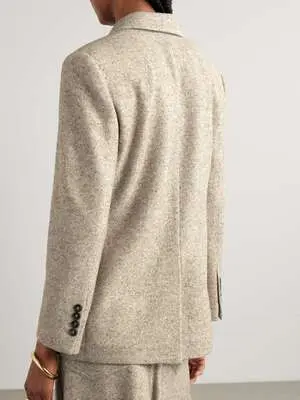 Brunello Cucinelli Double-breasted Tweed Blazer - Beige