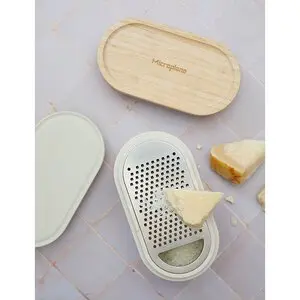MICROPLANE Grate And Store Wooden Cheese Grater - Cashmere And Bamboo