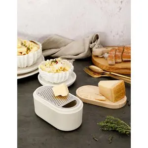 MICROPLANE Grate And Store Wooden Cheese Grater - Cashmere And Bamboo