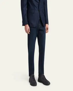 Zegna Triple Stitch Monte Suede And Leather Slip-on Sneakers - Navy Blue