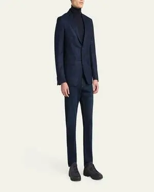Zegna Triple Stitch Monte Suede And Leather Slip-on Sneakers - Navy Blue