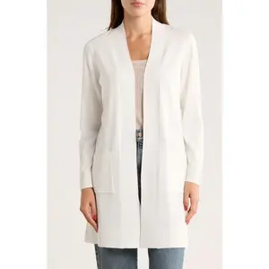 BY DESIGN Mid Thigh Lightweight Cardigan - Gardenia