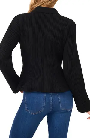 Ted Baker London Peplum Ribbed Zip-up Cardigan