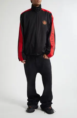 Balenciaga Embroidered Crest Cotton Track Jacket