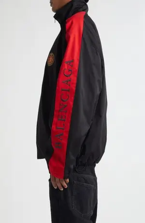 Balenciaga Embroidered Crest Cotton Track Jacket