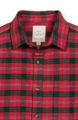 HOPE & HENRY Organic Long Sleeve Flannel Button Down Shirt - London Plaid