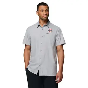Columbia Ohio State Buckeyes Slack Tide Camp Button-up Shirt - Gray