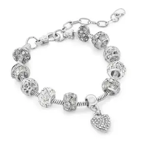 DONATELLO GIAN Crystal Heart Charm Bracelet