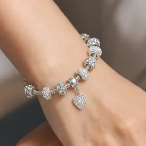 DONATELLO GIAN Crystal Heart Charm Bracelet