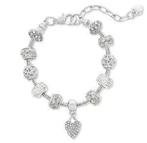 DONATELLO GIAN Crystal Heart Charm Bracelet - Silver