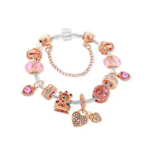 DONATELLO GIAN Two Tone Heart Locket Charm Bracelet