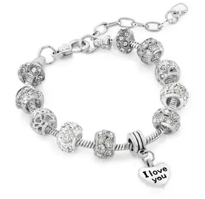 DONATELLO GIAN I Love You Heart Charm Bracelet - Silver