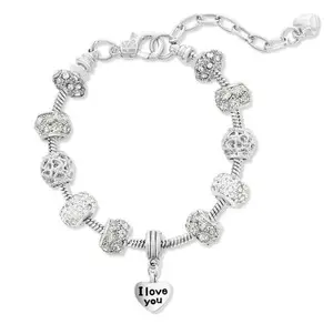 DONATELLO GIAN I Love You Heart Charm Bracelet - Silver