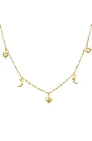 SATYA JEWELRY Enchanted Journey Celestial Choker Necklace - Gold