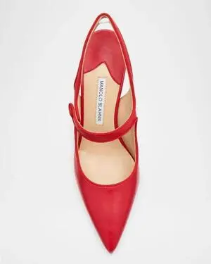 Manolo Blahnik Camparisli Leather Slingback Pumps Red