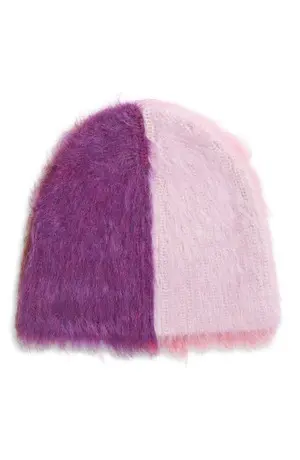 WASTE YARN PROJECT Yaya Brushed Colorblock Beanie - Pink/red