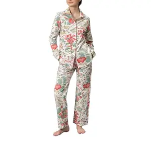 MATOUK Luca Egyptian Cotton Percale Pajama Set Pomegranate Pink Coral