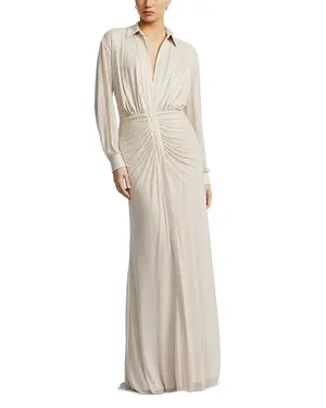 Bcbgmaxazria Embellished Shirt Gown - Creme Brulee