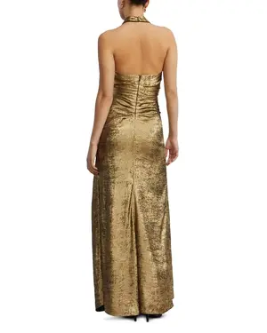 Bcbgmaxazria Lame Halter Gown