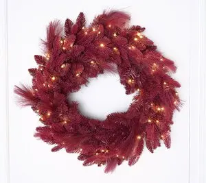 KIM GRAVEL HOME 26' Illuminated Indoor/outdoor Pampas Wreath Kim Gravel - One-color